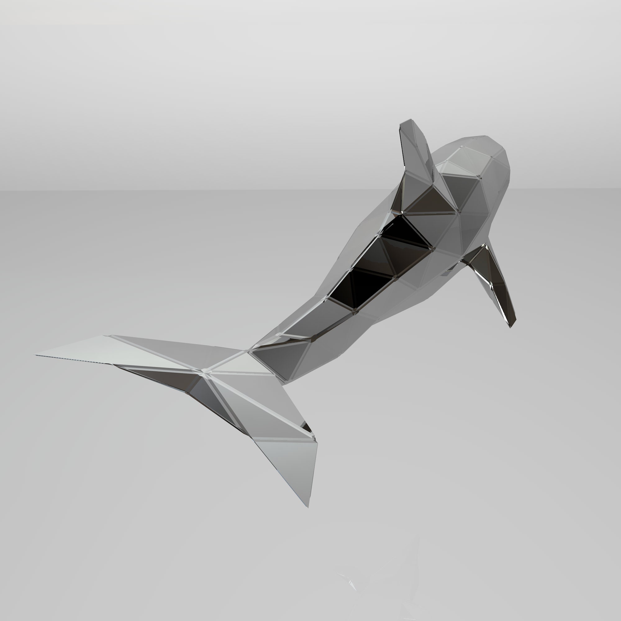 Template Diy for Metal Sculpture Pattern of Dolphin Low Poly Model in ...