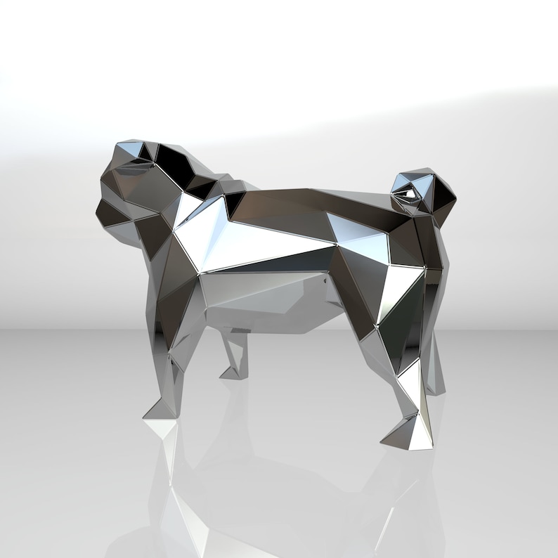 Template Diy for Metal Sculpture Pattern of Pug Dog Low Poly Model DXF ...