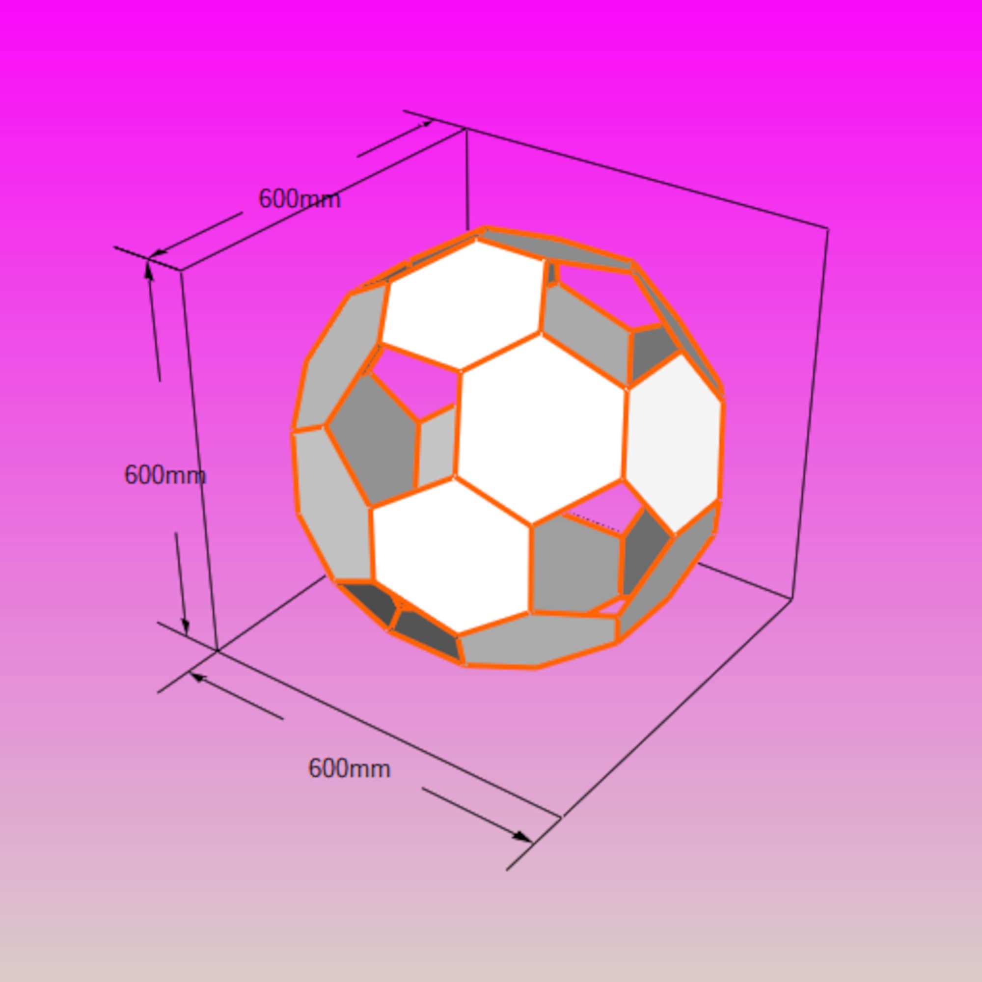Template Diy for Metal Sculpture – Pattern of Soccer Ball Low Poly ...
