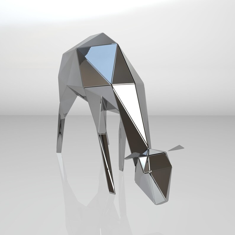 Template Diy for Metal Sculpture – Pattern of Deer Low Poly Model in ...