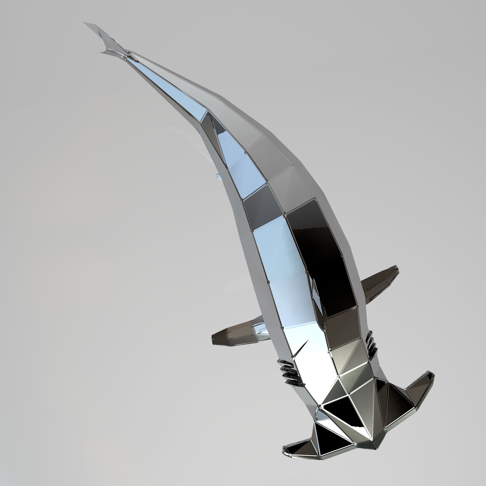 Template Diy for Metal Sculpture Pattern of Hammerhead Shark Low Poly ...