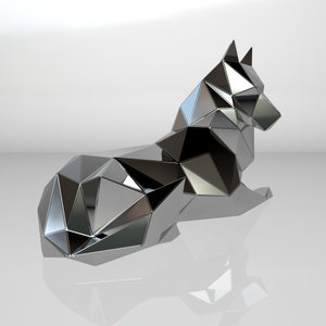 Template Diy for Metal Sculpture – Pattern of Wolf Low Poly Model in ...