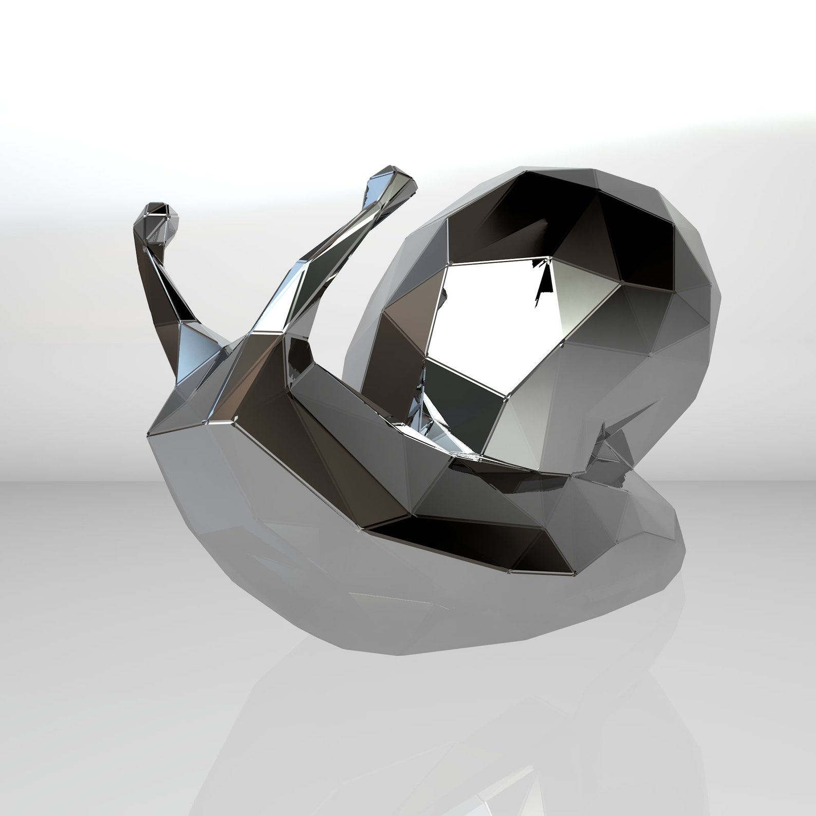 Template Diy for Metal Sculpture – Pattern of Snail Low Poly Model DXF ...