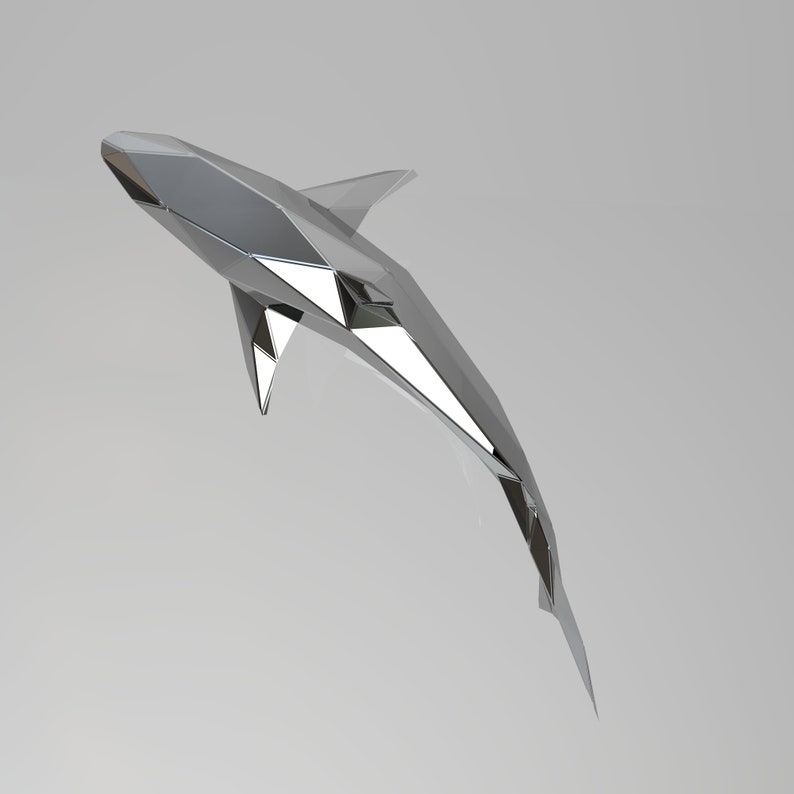 Template Diy for Metal Sculpture – Pattern of Shark Low Poly Model in ...