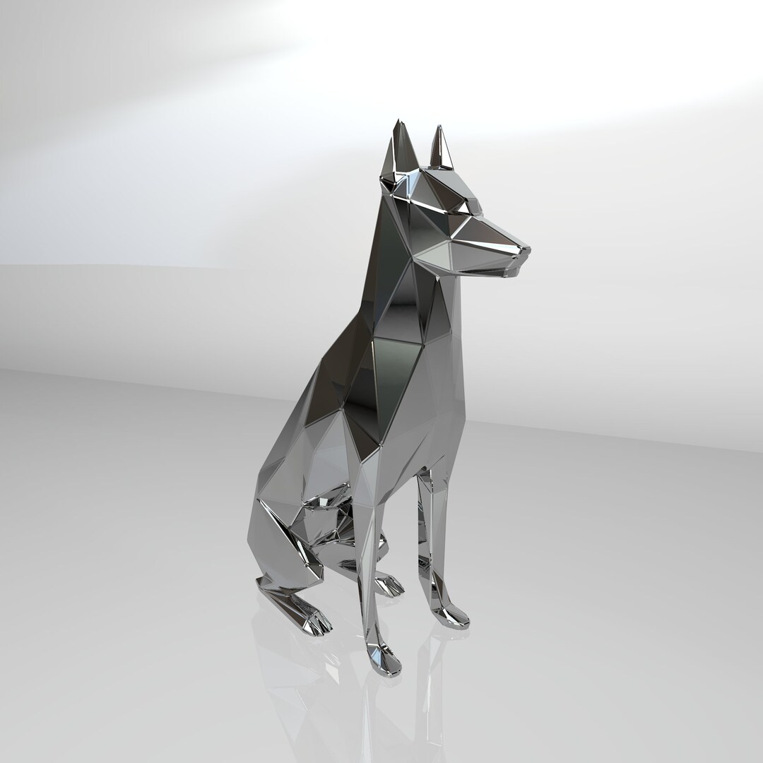 Template Diy for Metal Sculpture Pattern of Doberman Dog Low Poly Model ...