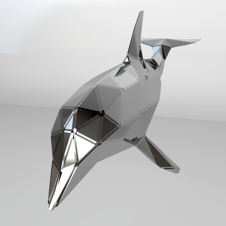Template Diy for Metal Sculpture – Pattern of Dolphin Low Poly Model in ...
