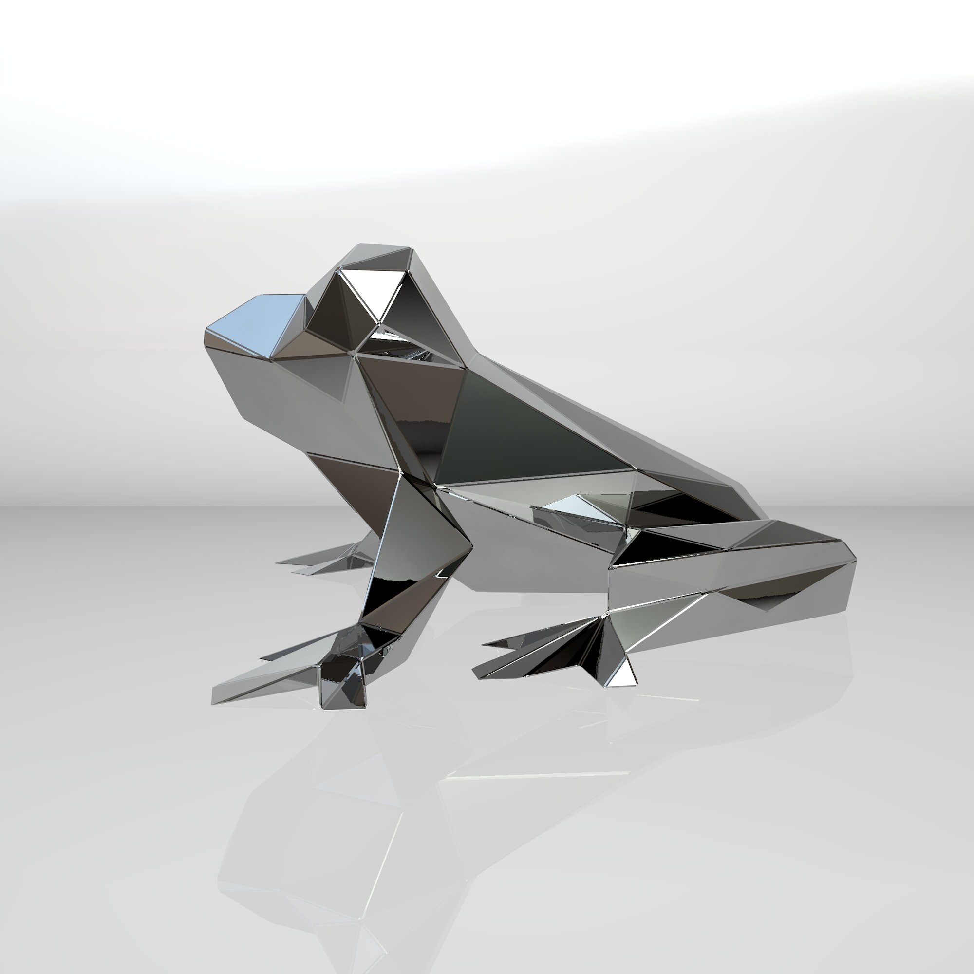 Template Diy for Metal Sculpture – Pattern of a Frog Low Poly Model in ...