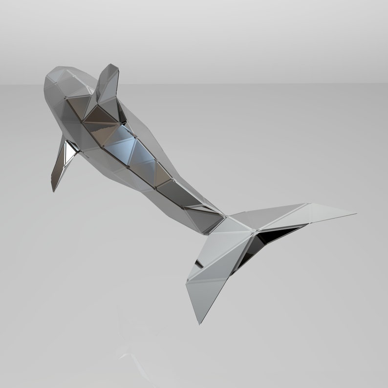 Template Diy for Metal Sculpture – Pattern of Dolphin Low Poly Model in ...