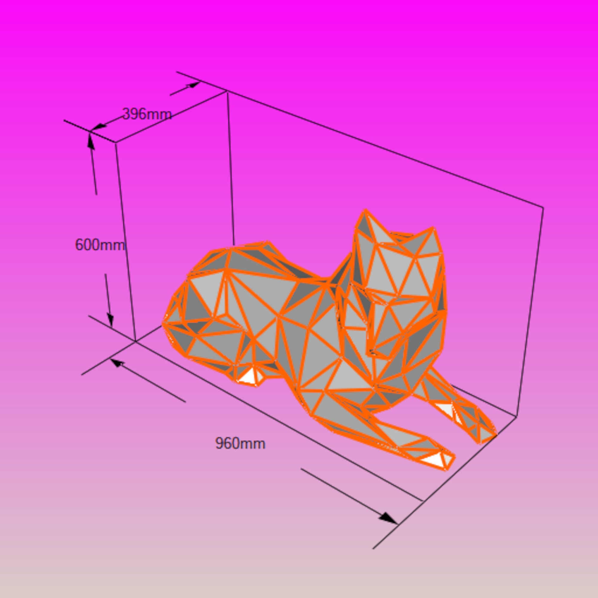 Template Diy for Metal Sculpture Pattern of Wolf Low Poly Model in DXF ...