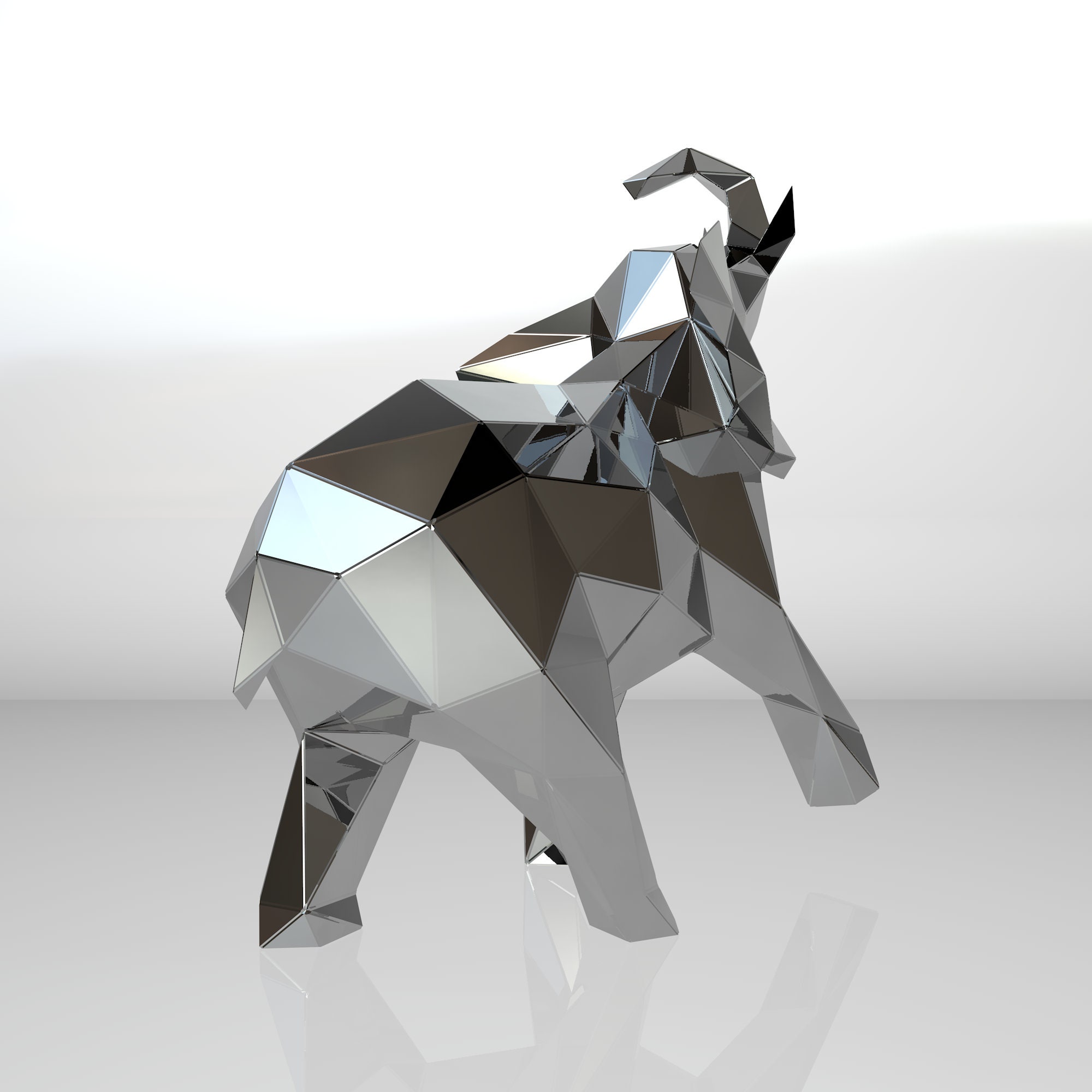 Template Diy for Metal Sculpture Pattern of Elephant Low Poly Model in ...