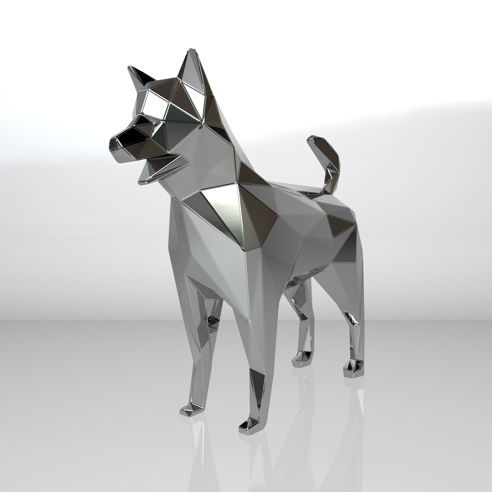 Template Diy for Metal Sculpture Pattern of Siberian Husky Dog Low Poly ...