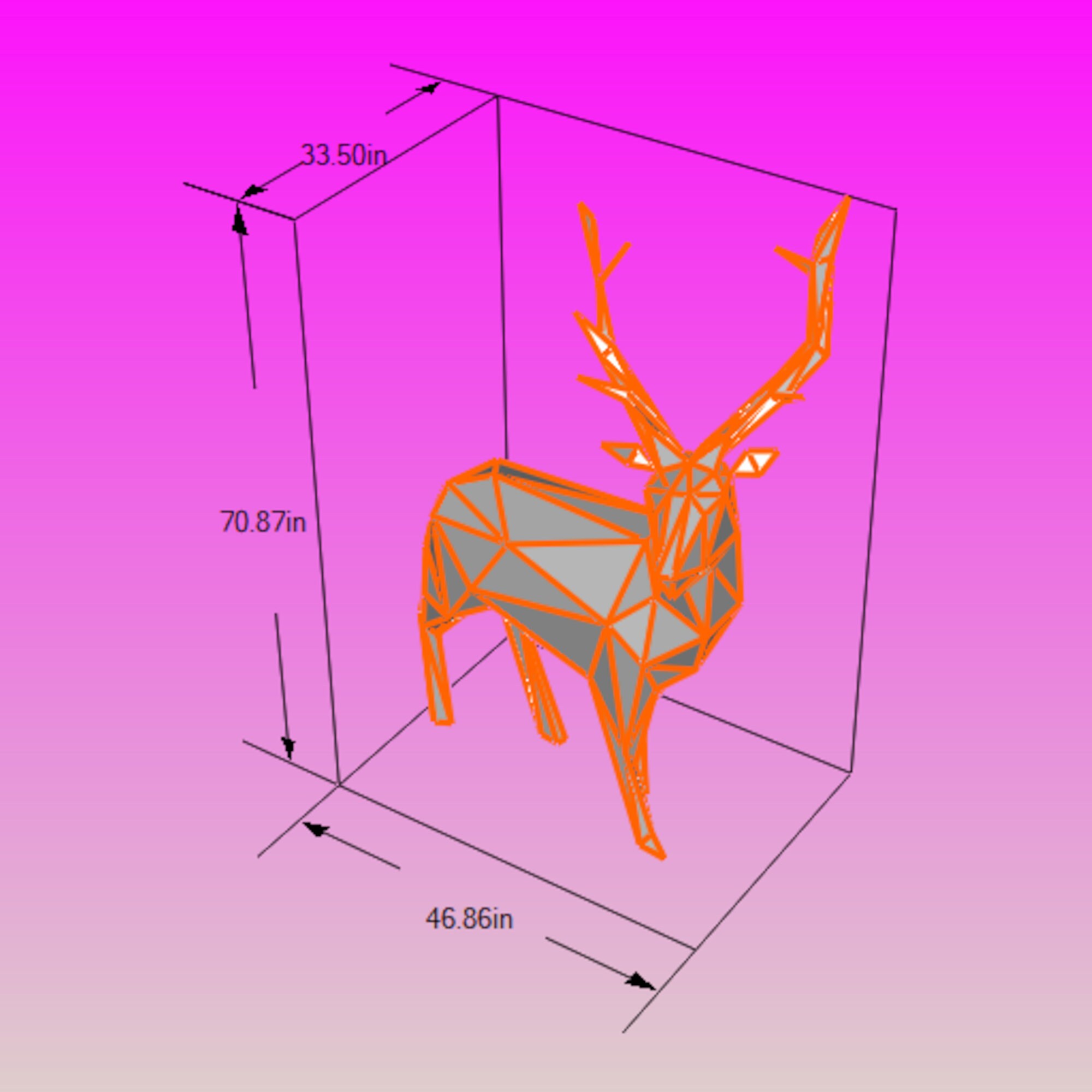 Template Diy for Metal Sculpture – Pattern of Reno Low Poly Model in ...