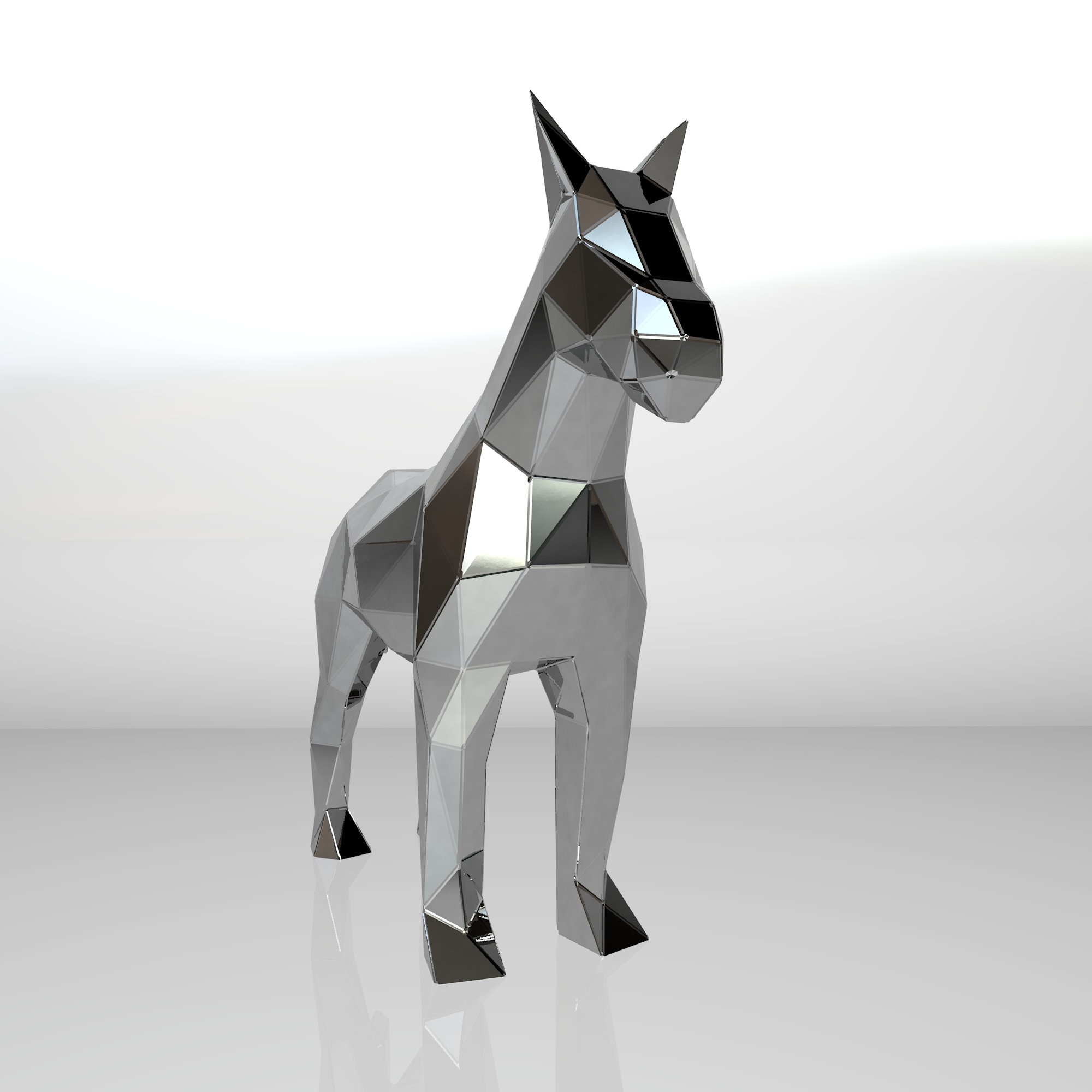 Template Diy for Metal Sculpture Pattern of Mule Low Poly Model in DXF ...