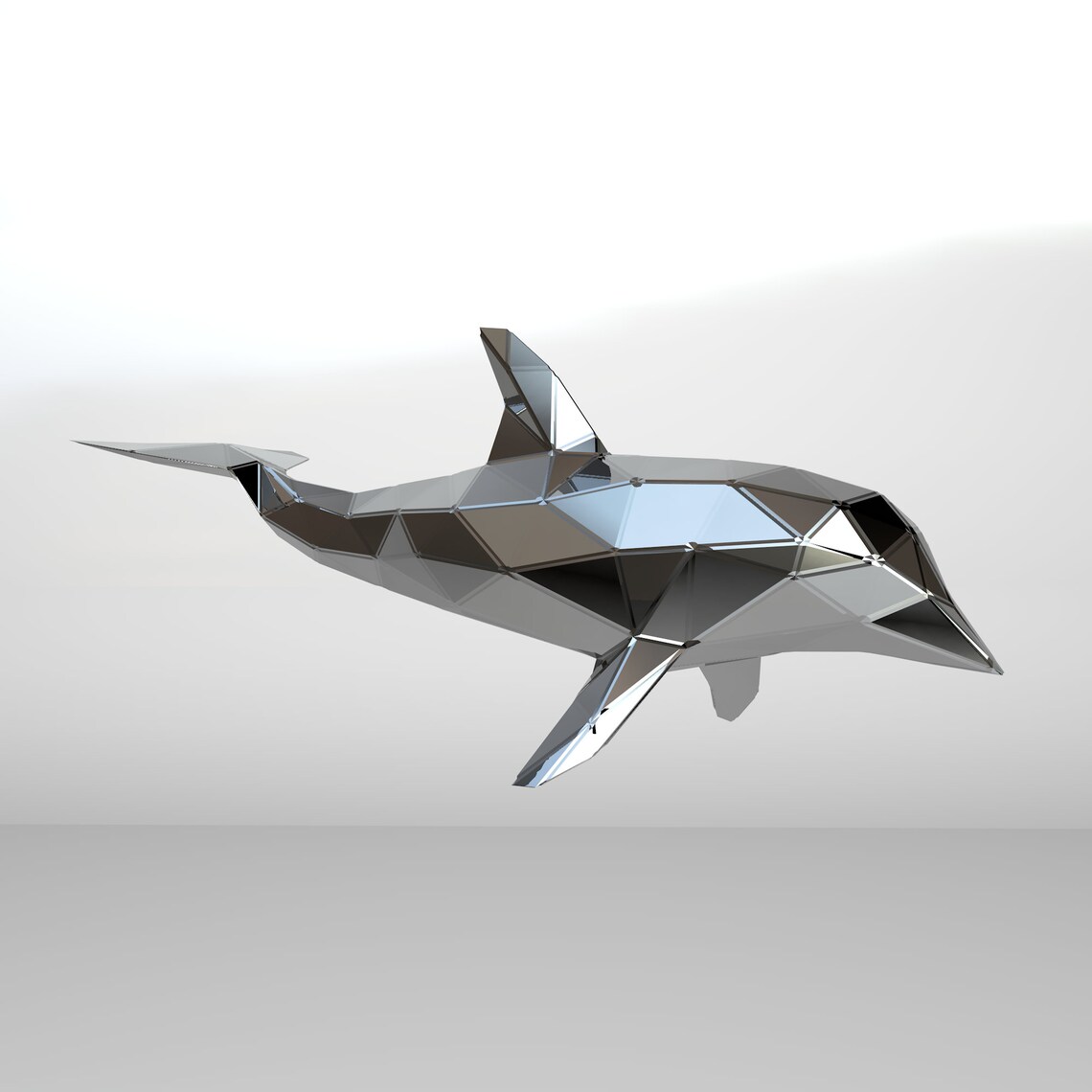 Template Diy for Metal Sculpture Pattern of Dolphin Low Poly Model in ...