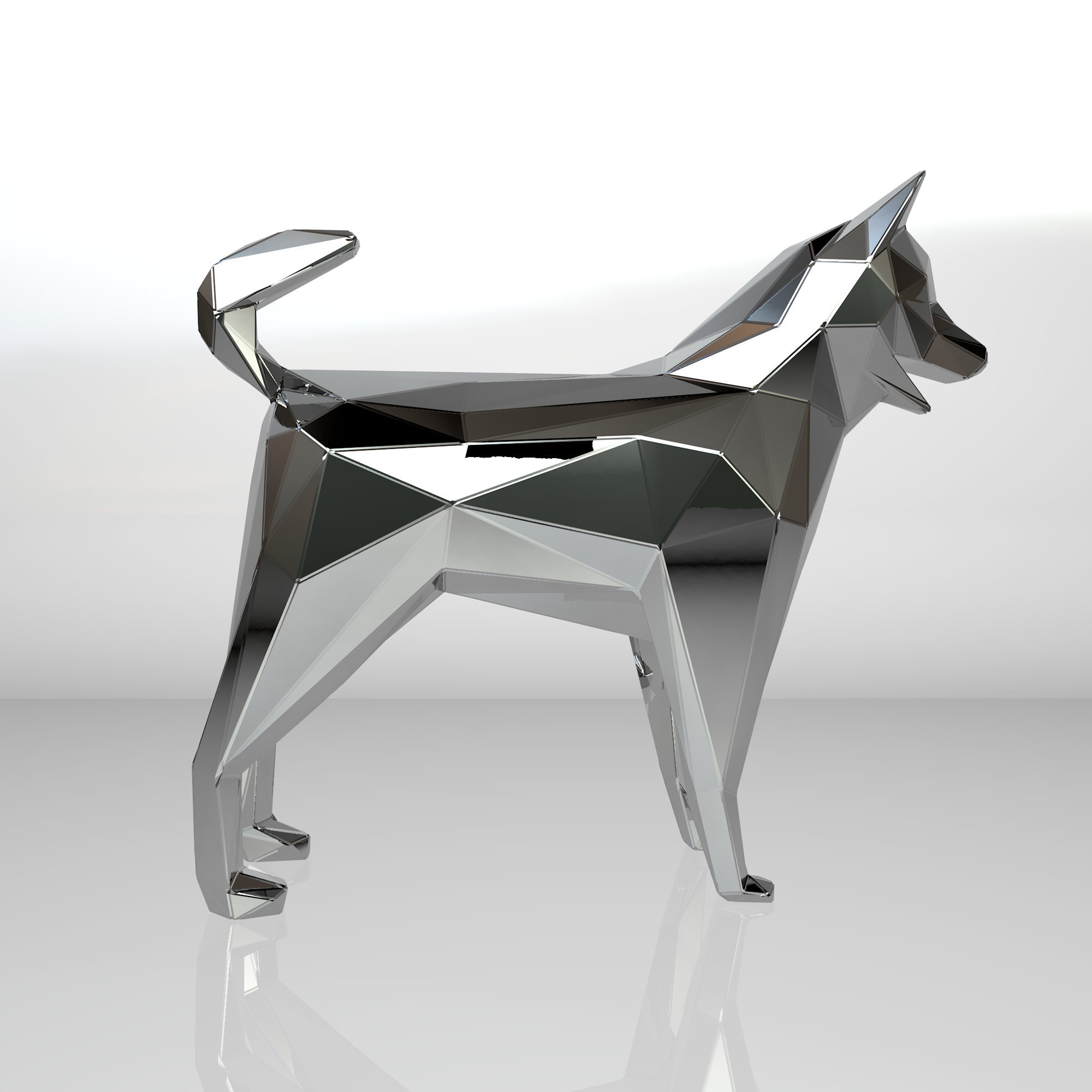 Template Diy for Metal Sculpture Pattern of Siberian Husky Dog Low Poly ...