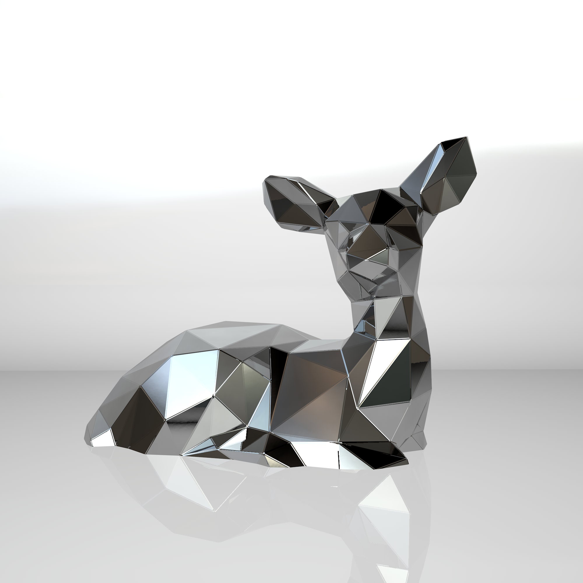 Template Diy for Metal Sculpture – Pattern of Deer Animal Low Poly ...