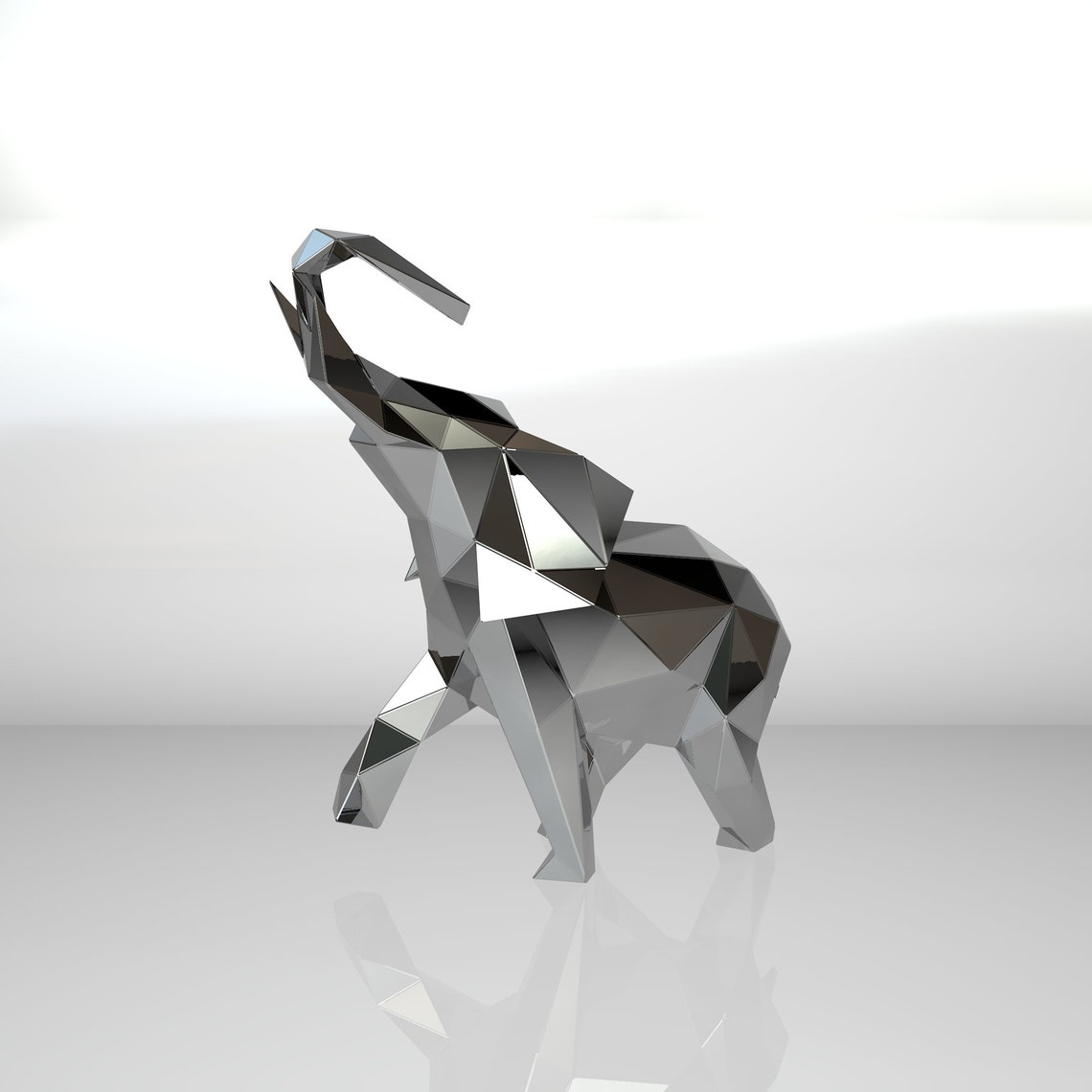 Template Diy for Metal Sculpture Pattern of Elephant Low Poly Model in ...