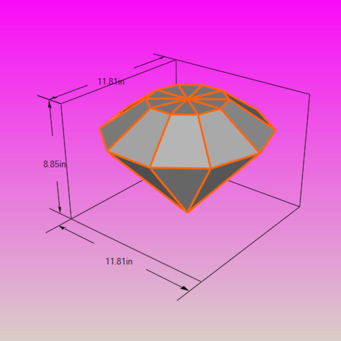 Template Diy for Metal Sculpture Pattern of Diamond Low Poly Model DXF ...