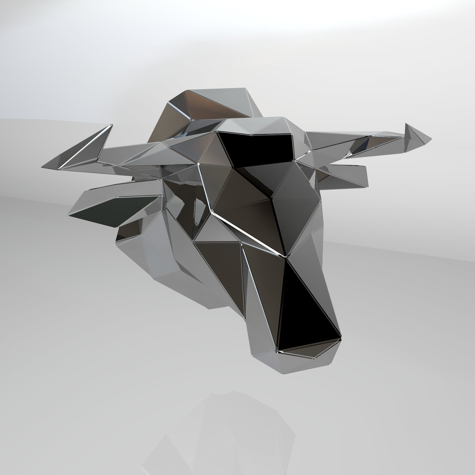 Template Diy for Metal Sculpture Pattern of Bull Low Poly Model in DXF ...