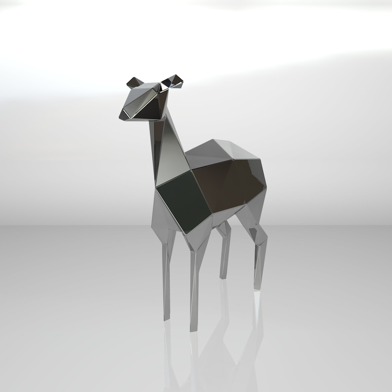 Template Diy for Metal Sculpture – Pattern of Deer Low Poly Model in ...