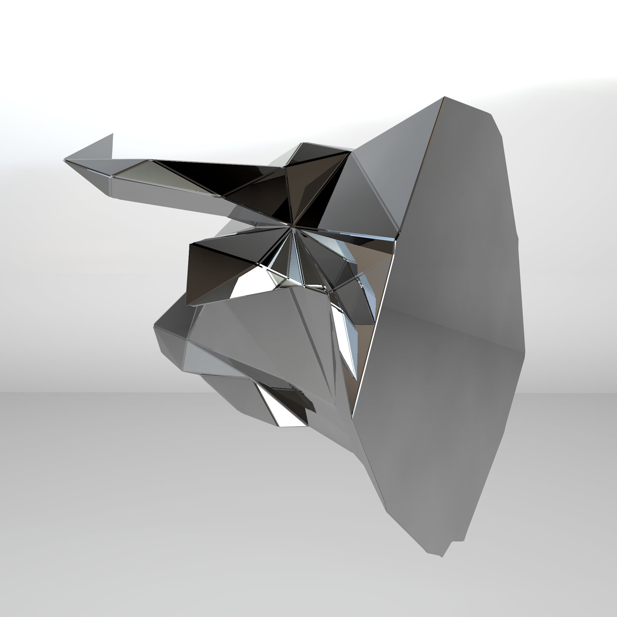 Template Diy for Metal Sculpture Pattern of Bull Low Poly Model in DXF ...