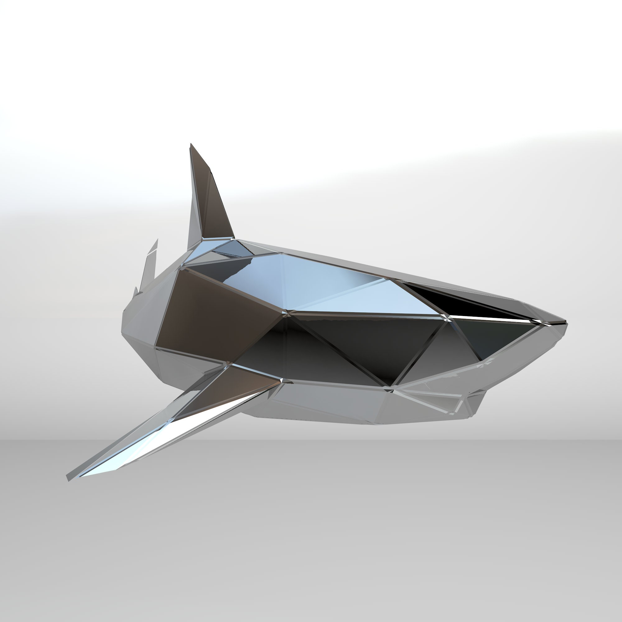 Template Diy for Metal Sculpture – Pattern of Shark Low Poly Model in ...