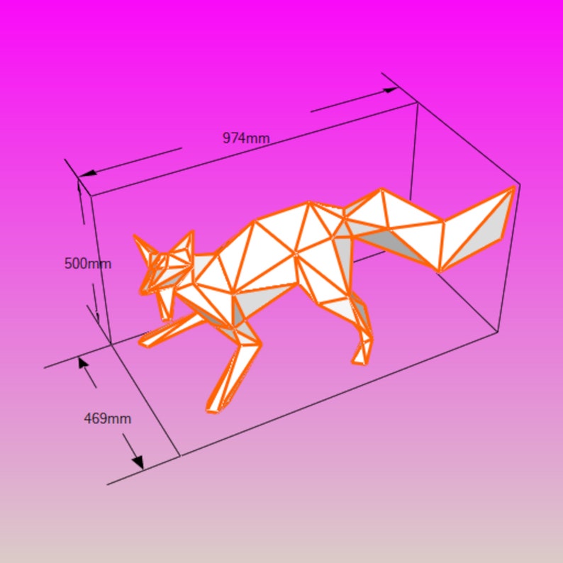 Template Diy for Metal Sculpture Pattern of Fox Low Poly Model in DXF ...