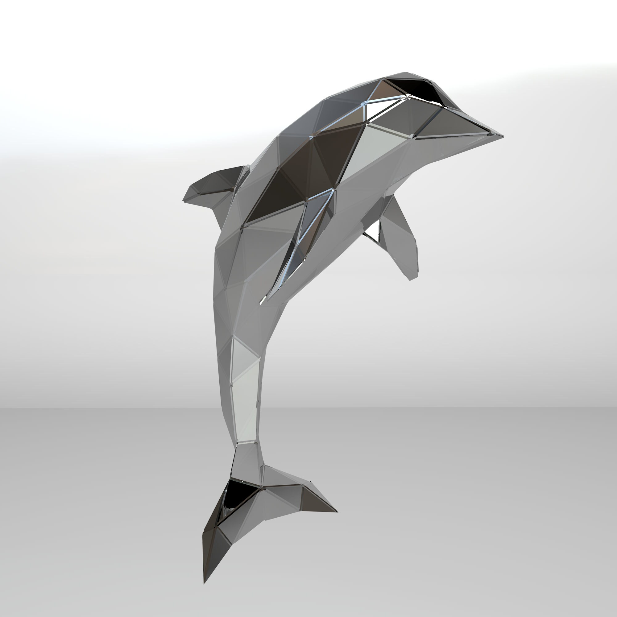 Template Diy for Metal Sculpture Pattern of Dolphin Low Poly Model in ...