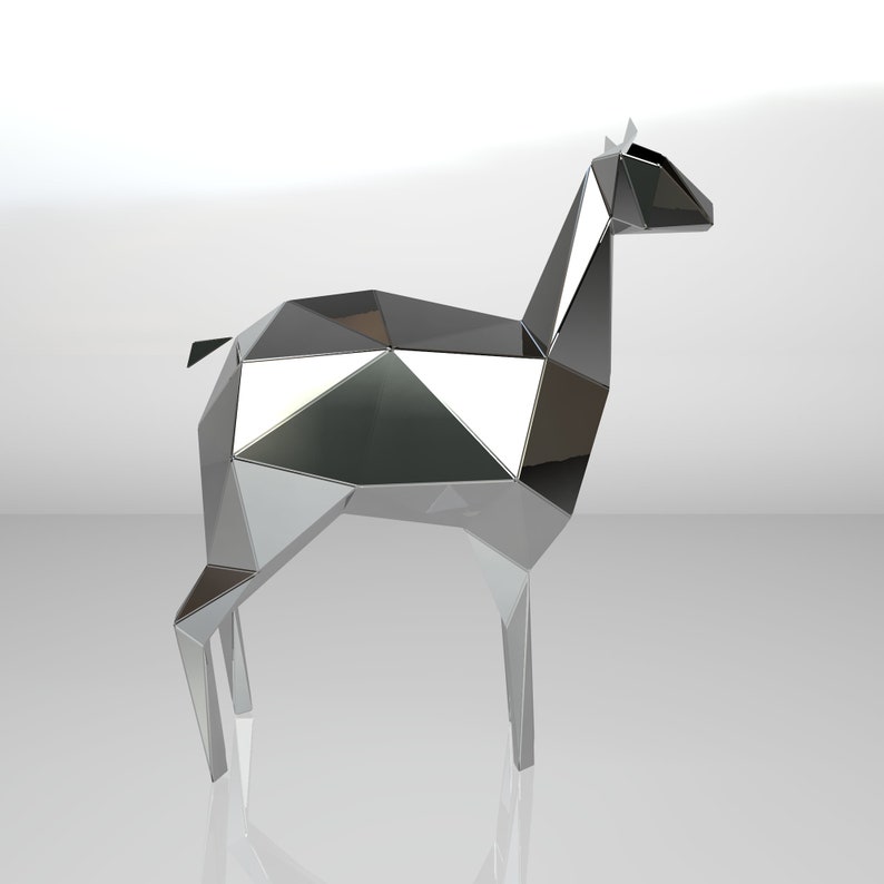 Template Diy for Metal Sculpture – Pattern of Deer Low Poly Model in ...