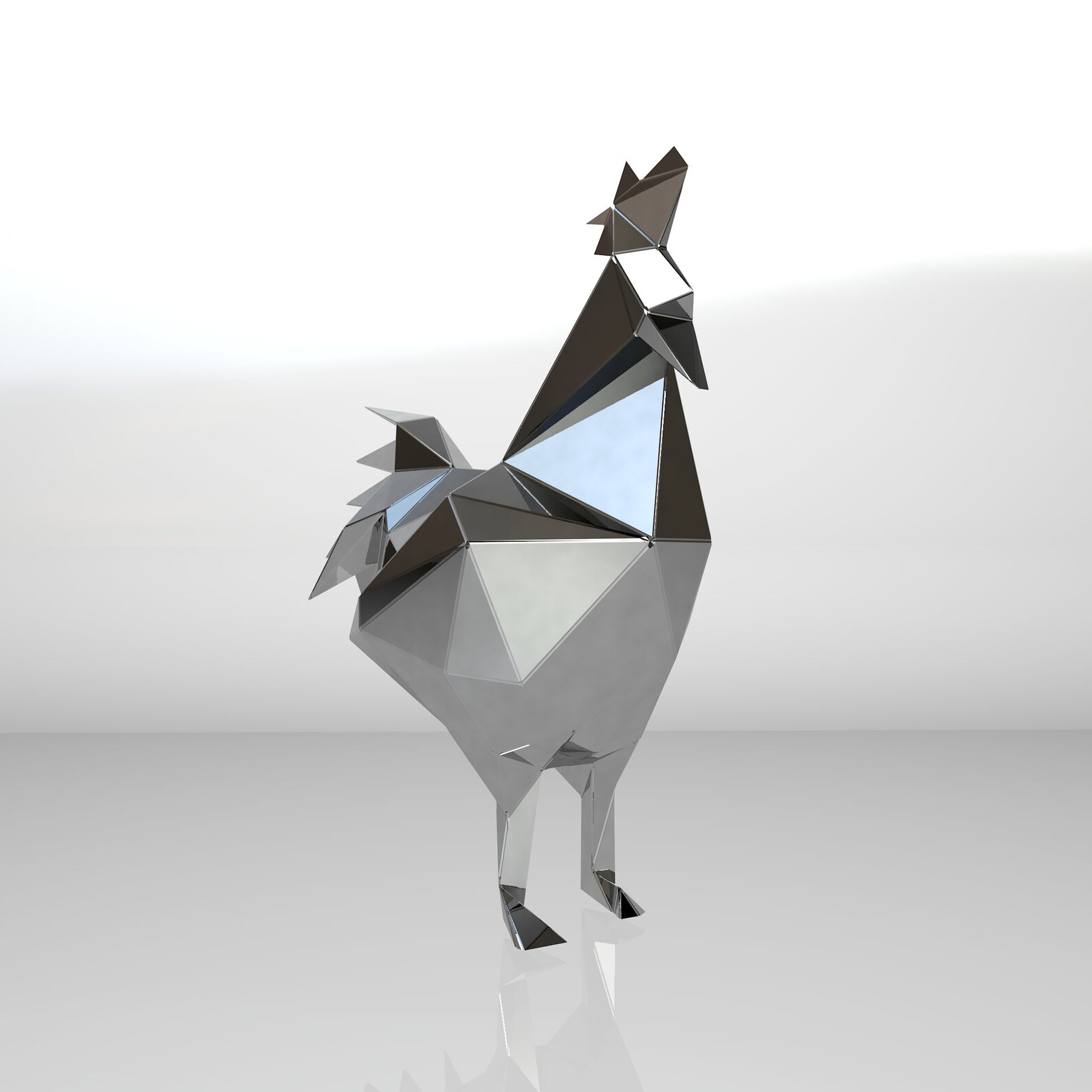Template Diy for Metal Sculpture – Pattern of Rooster Model Low Poly in ...