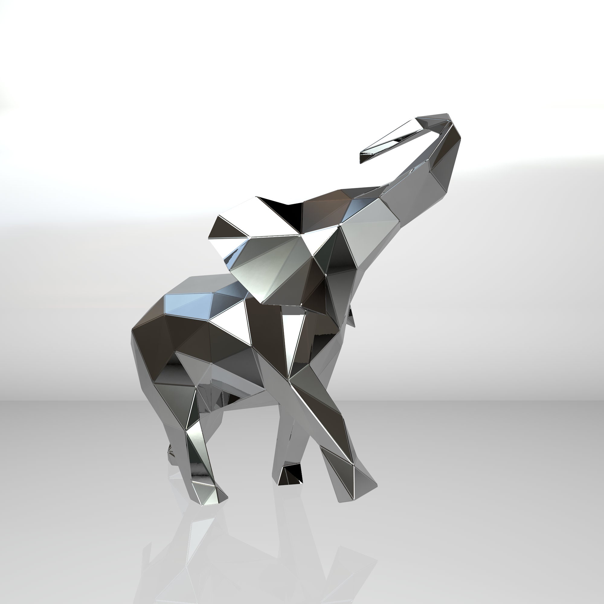 Template Diy for Metal Sculpture Pattern of Elephant Low Poly Model in ...