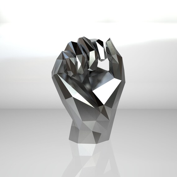 Template Diy for Metal Sculpture Pattern of Hand Low Poly - Etsy