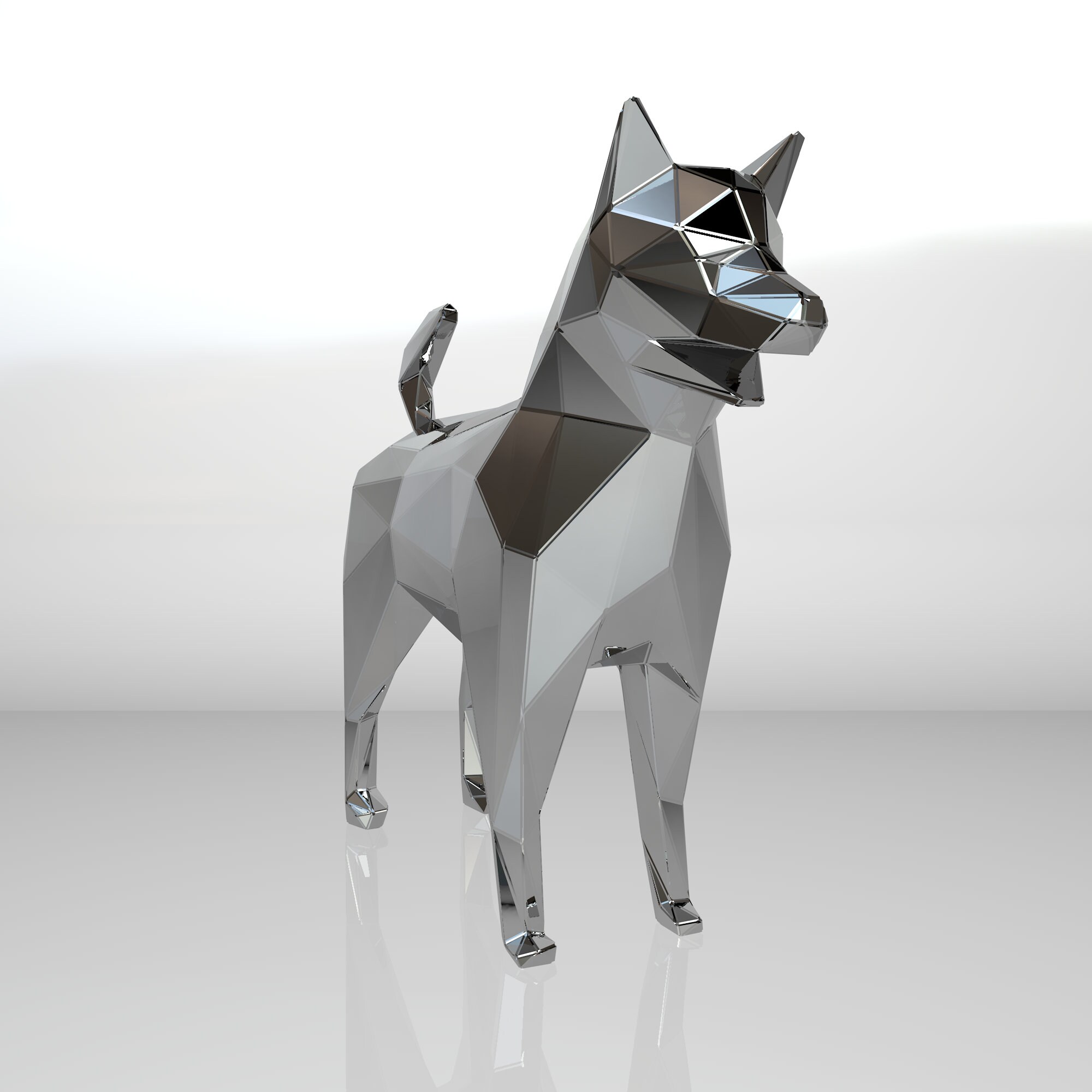 Template Diy for Metal Sculpture Pattern of Siberian Husky Dog Low Poly ...