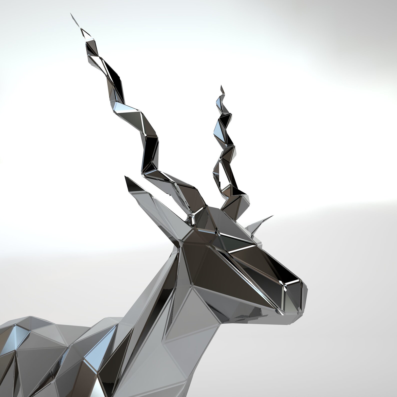 Template Diy for Metal Sculpture – Pattern of Antelope Low Poly Model ...