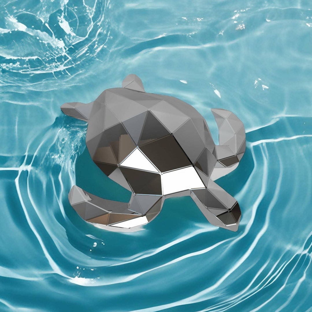 Template Diy for Metal Sculpture – Pattern Sea Turtle Low Poly Model ...