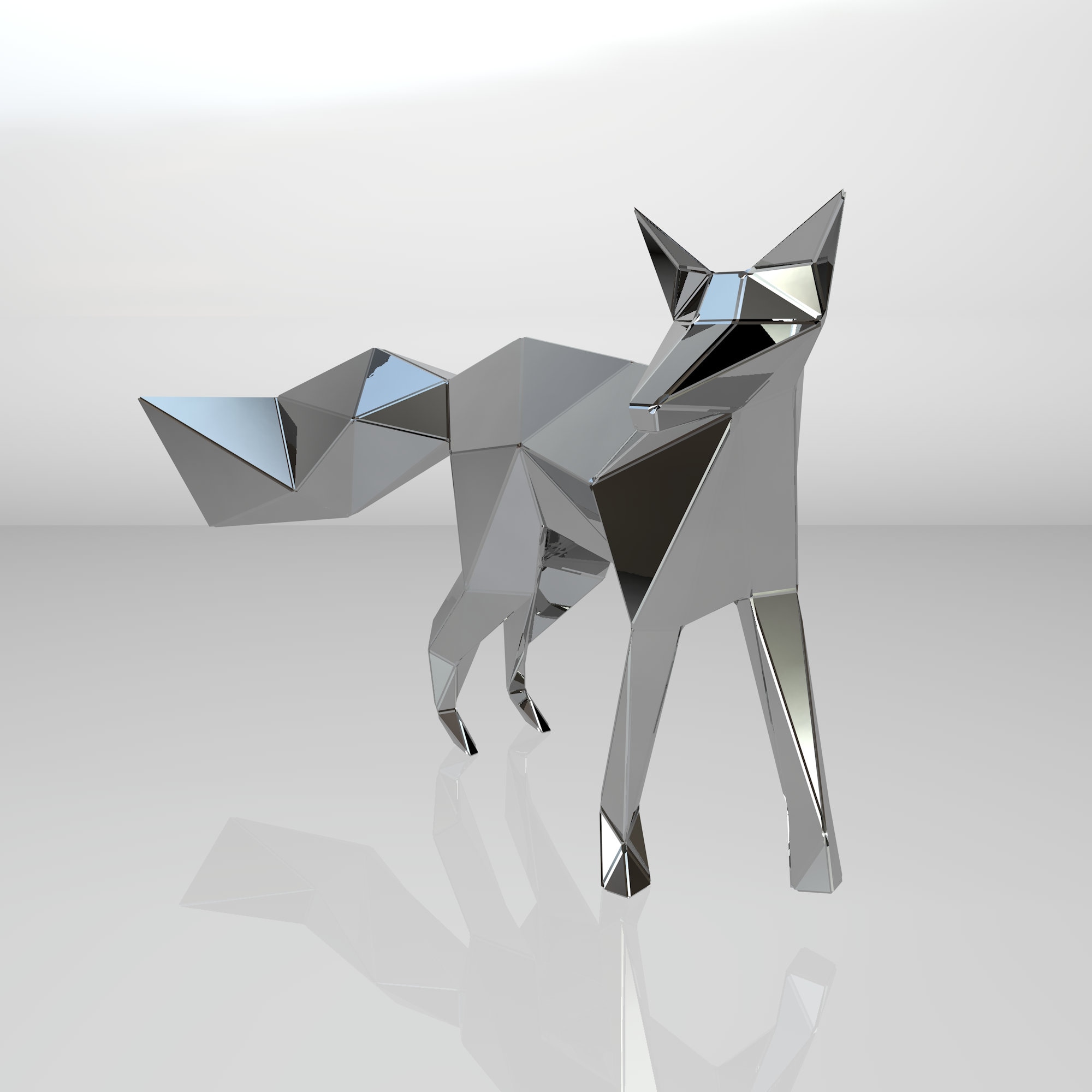 Template Diy for Metal Sculpture Pattern of Fox Low Poly Model in DXF ...