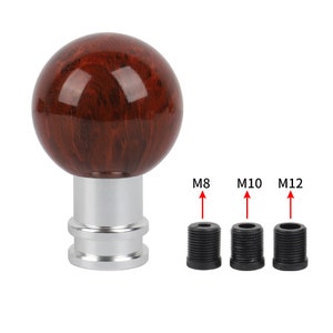 Universal JDM Round Ball Wood Aluminum Silver Manual Gear Shift Knob ...