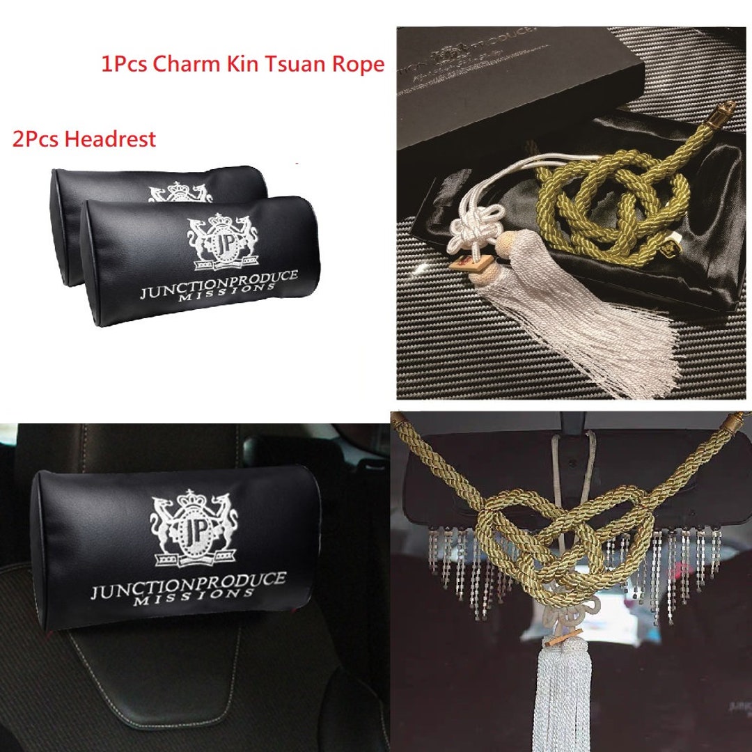 Black JP VIP Junction Produce Car Headrest Pillow Charm Kin Tsuna Rope ...