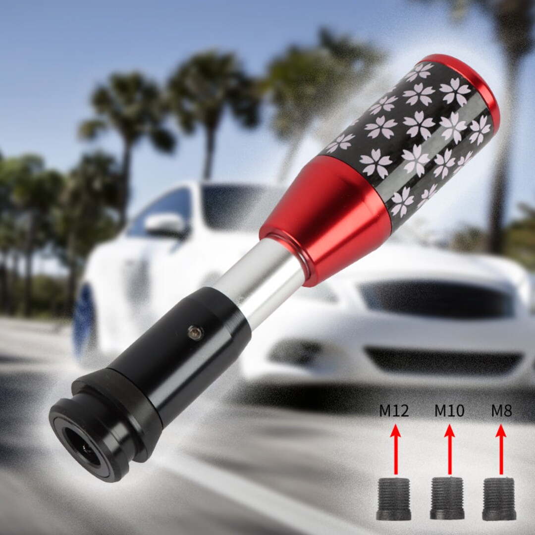 JDM SAKURA Blossom Red Carbon Fiber Automatic Gear Shift Knob Lever ...