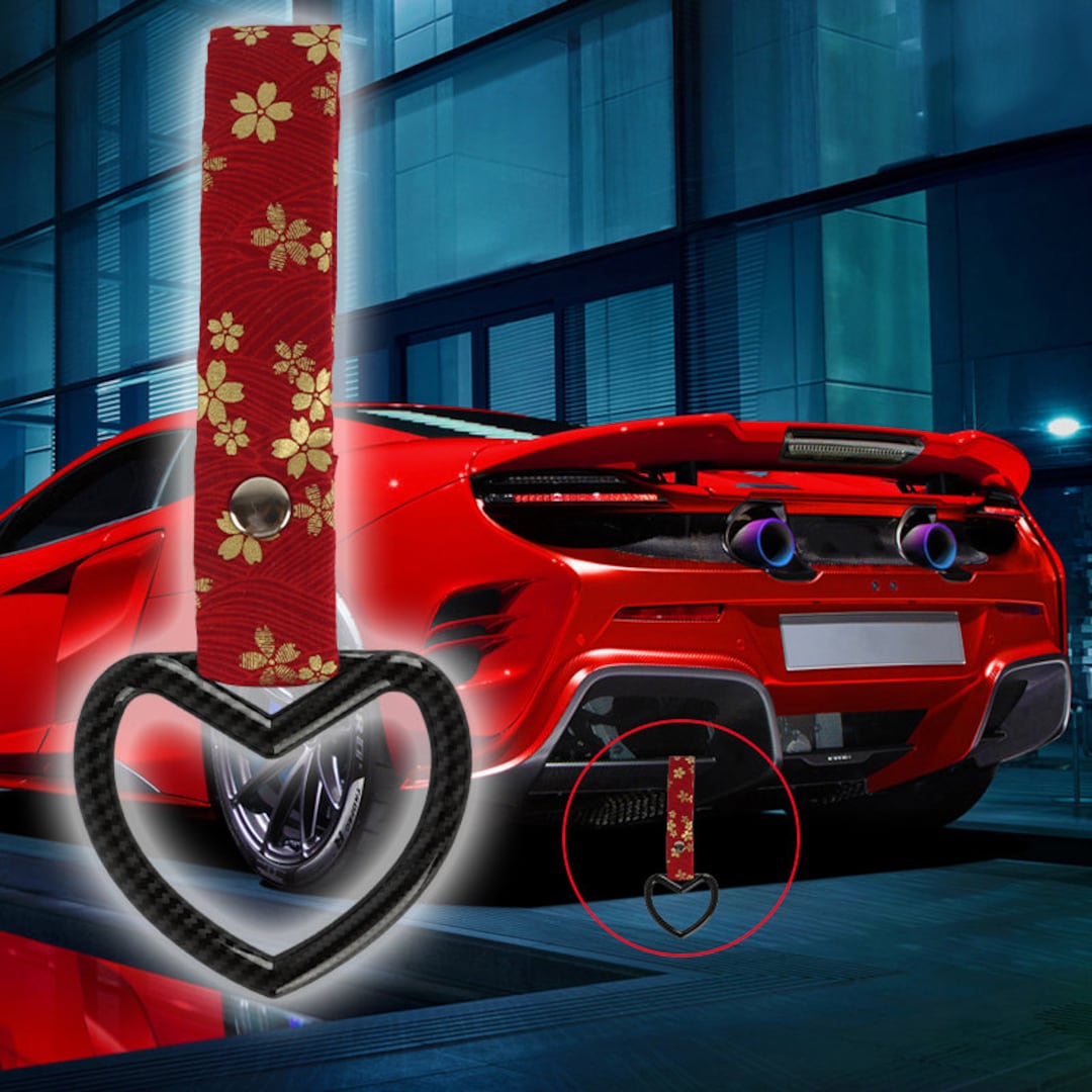 Heart Black Carbon Fiber JDM TSURIKAWA Ring Subway Train Bus Handle ...