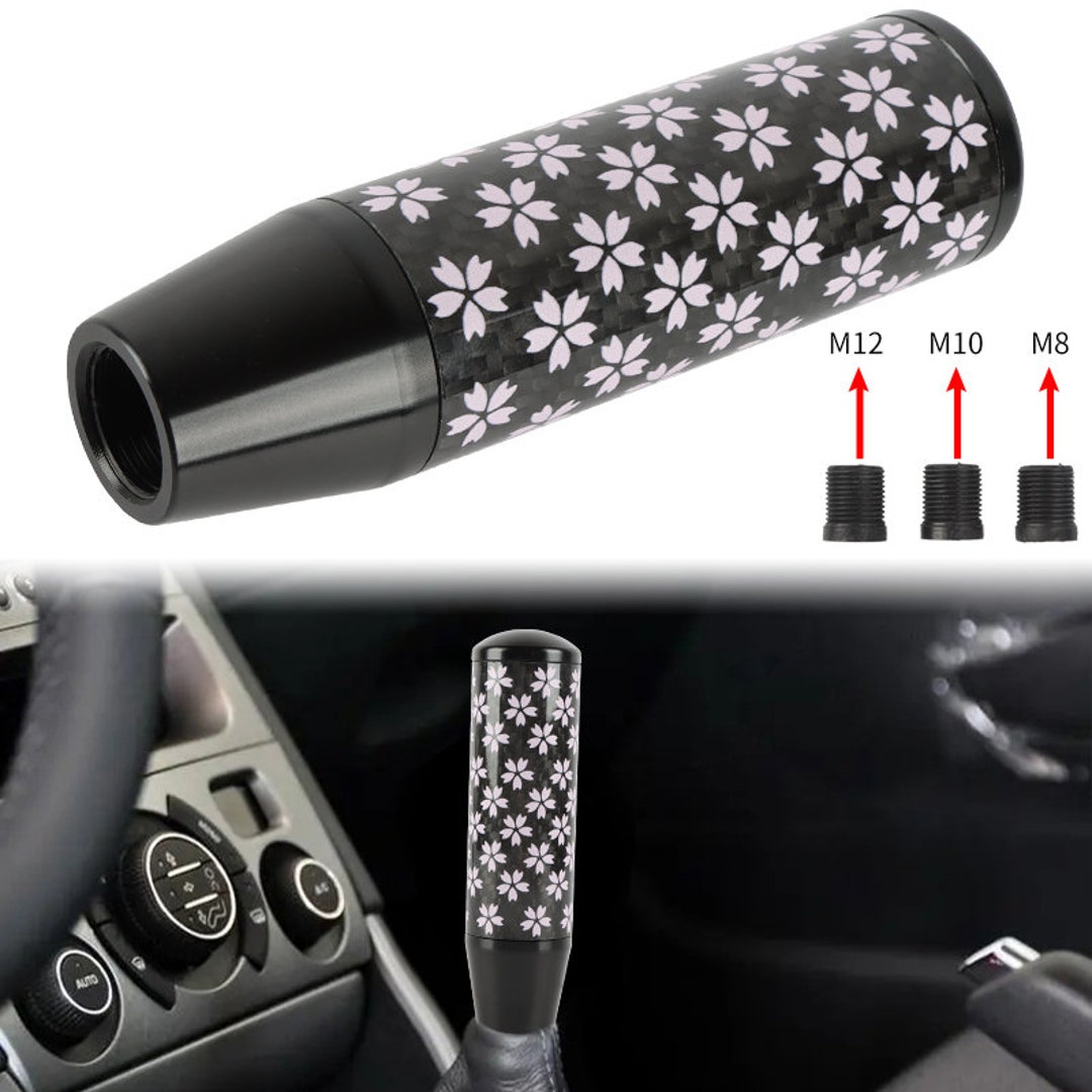 Universal JDM SAKURA Blossom & Black Carbon Fiber Manual Gear Stick ...