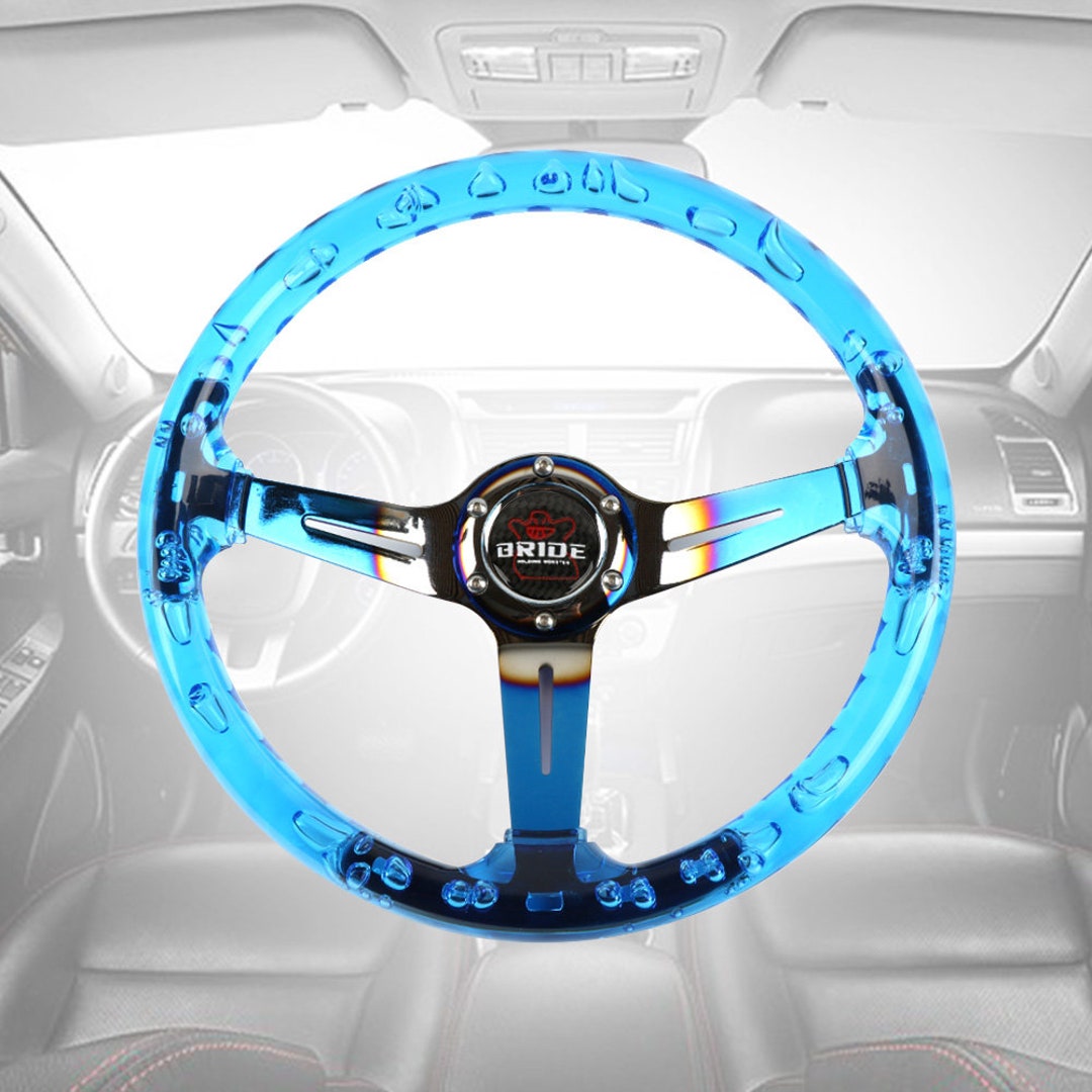 BRIDE 6-holes 350mm Deep Dish VIP Blue Crystal Bubble Burnt Blue Spoke ...