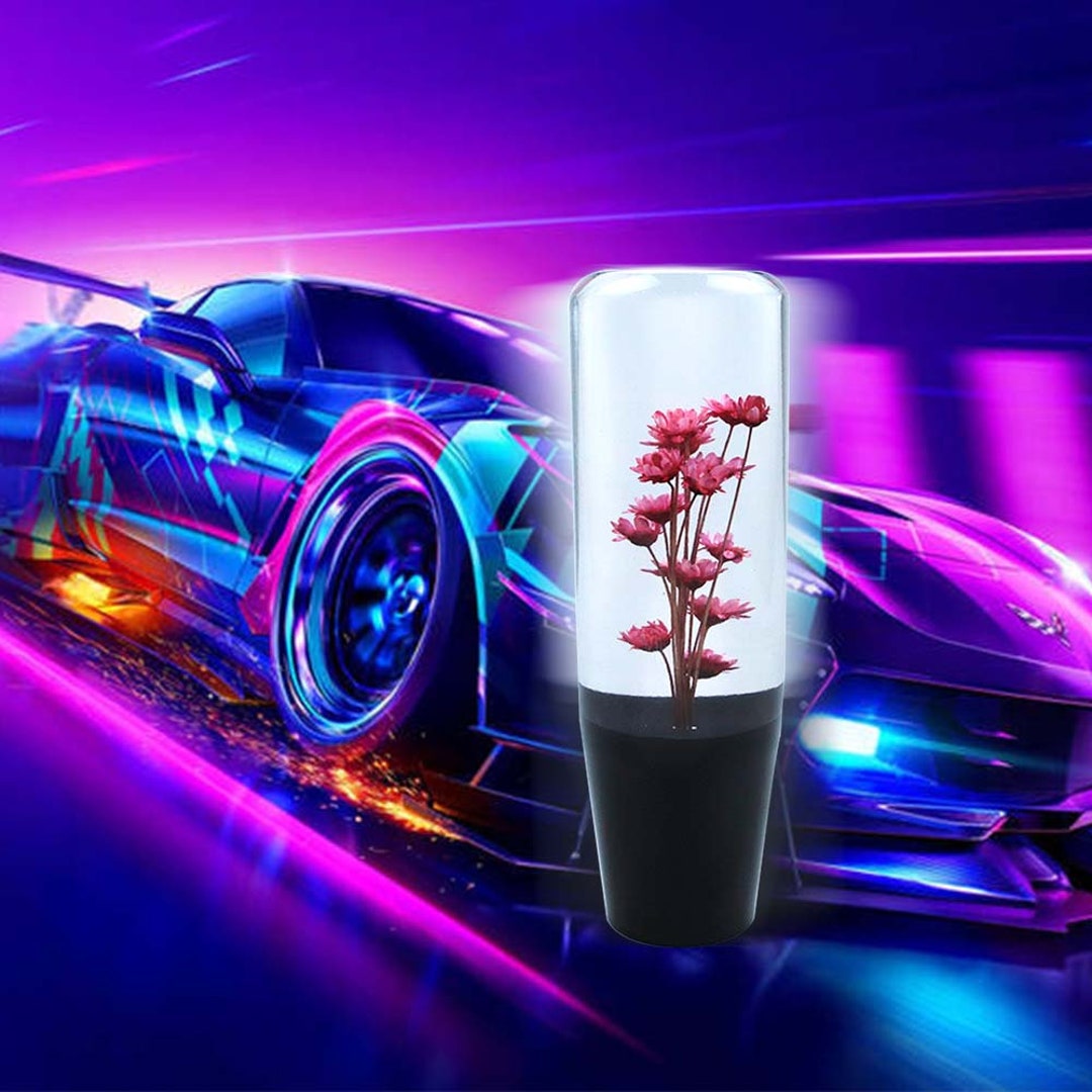 Universal 15cm JDM Clear Red Real Flowers Manual Gear Stick Shift Knob ...