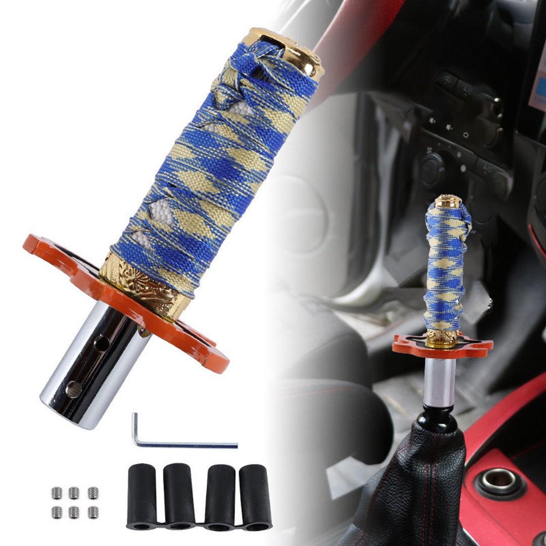 1pcs Samurai Sword Blue and Gold Shift Knob Shifter Alloy Katana ...