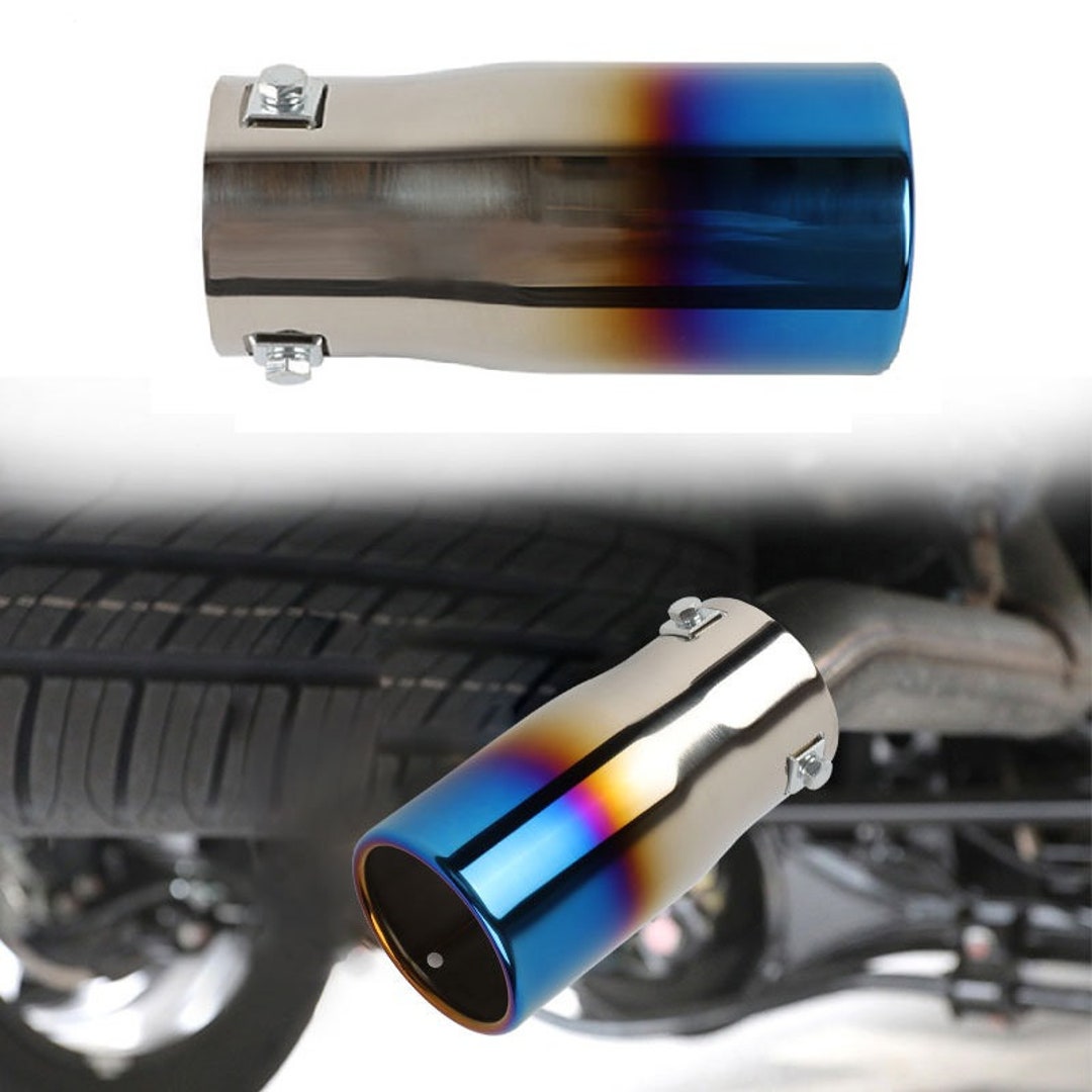 JDM Titanium Burnt Blue Tip Stainless Exhaust Muffler 2.5 Inlet 3 ...