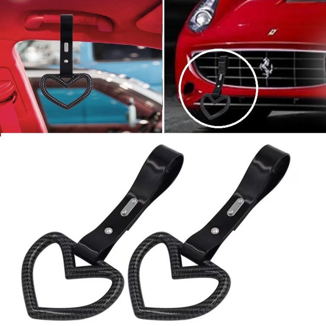 Heart Black Carbon Fiber JDM TSURIKAWA Ring Subway Train Bus Handle ...