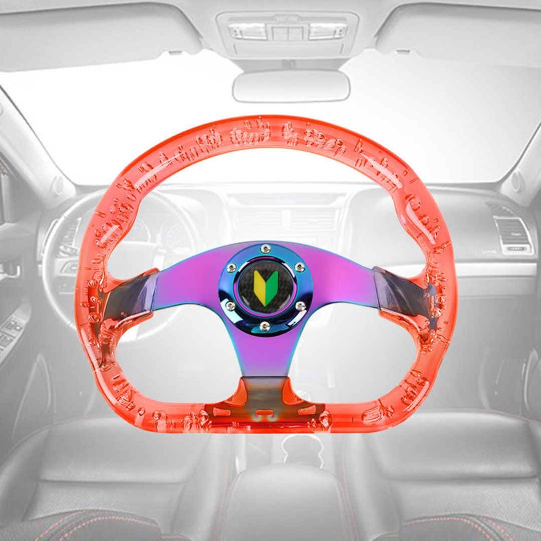 JDM 6-holes 326mm Deep Dish VIP Red Crystal Bubble Burnt Blue Flat ...