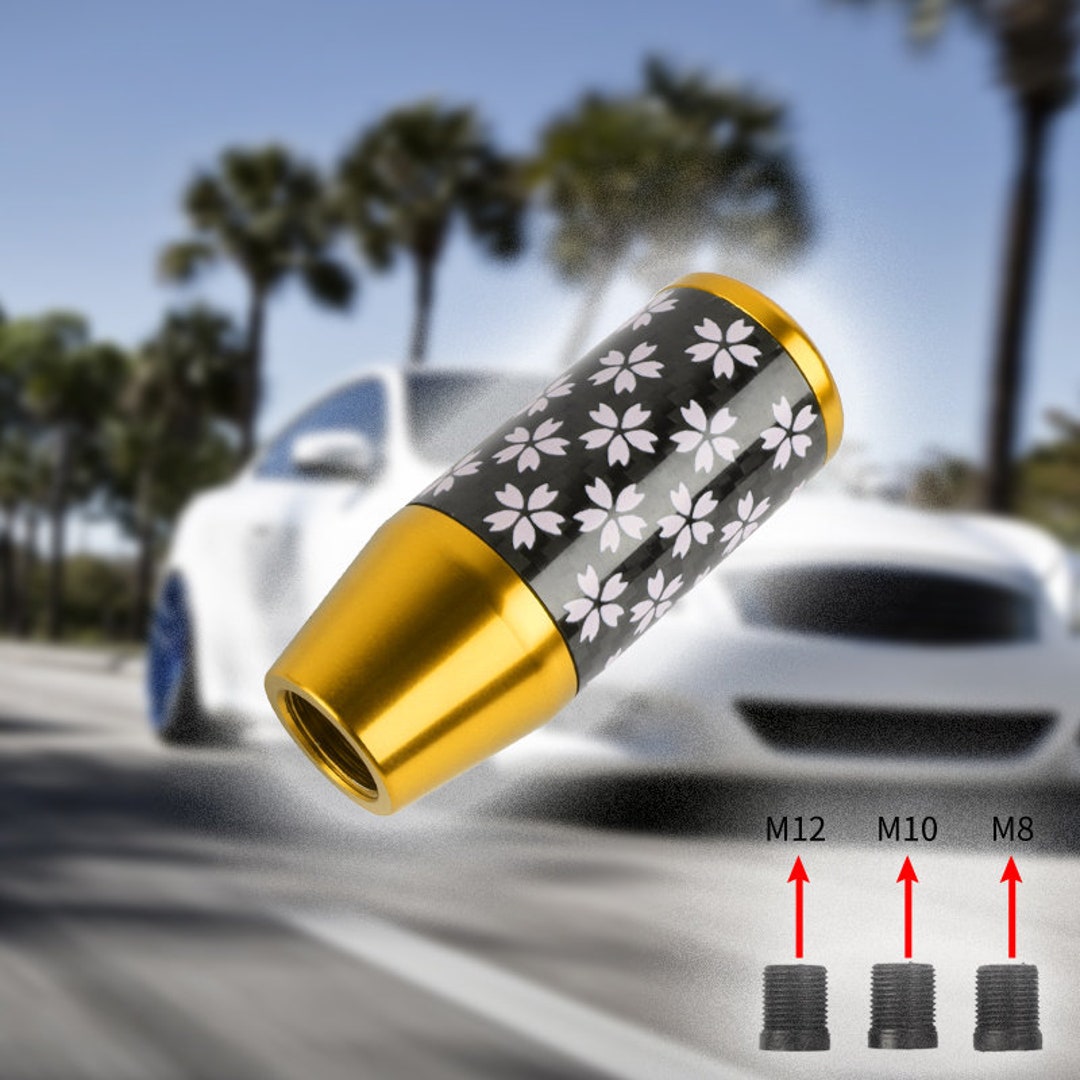 Universal JDM SAKURA Blossom Flower Gold Carbon Fiber Manual Gear Stick ...