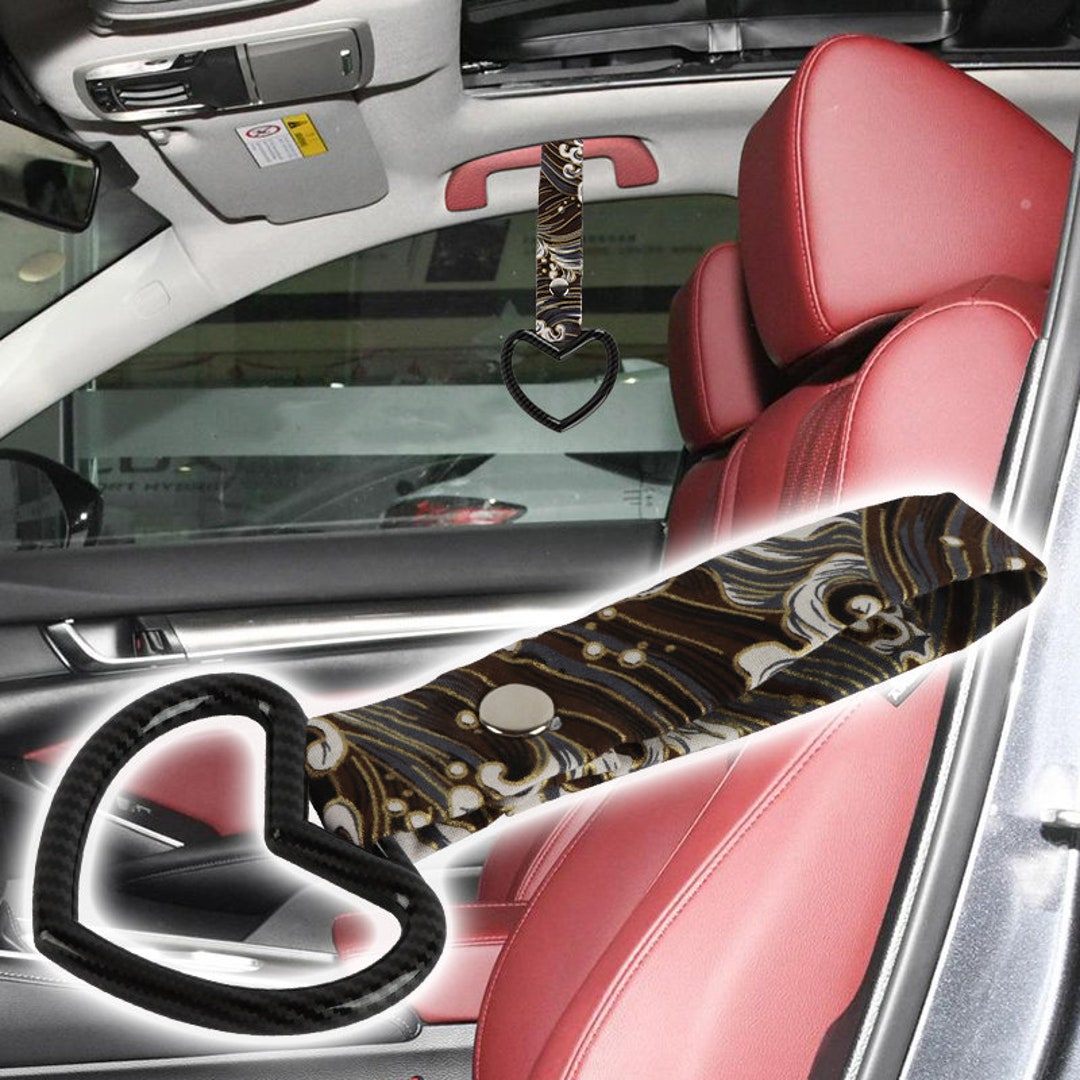 Heart Black Carbon Fiber JDM TSURIKAWA Ring Subway Train Bus Handle ...