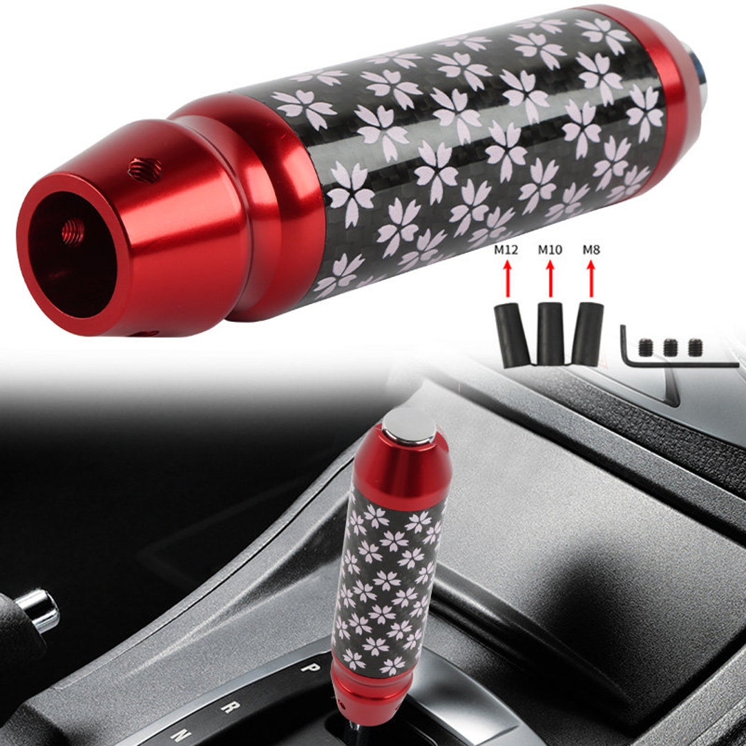 JDM Sakura Flower Carbon Fiber and Red Aluminum Automatic Stick Gear ...